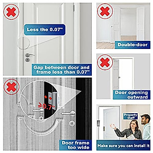 AceMining Door Reinforcement Lock Withstands 800lbs of Force - Silver Extra Door Lock with 8 Screws Prevents Unauthorized Entry,Add a Door Security Lock for Home Safety & Privacy