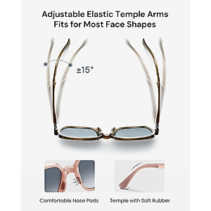 BENEUNDER Trendy Square Polarized Sunglasses, Lightweight Folding Sunglasses for Women Men, UV Protection for Fishing Driving Beach, Light Brown