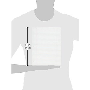 School Smart - 85285 3-Hole Punched Filler Paper w/ Red Margin, 8 x 10-1/2 Inches, Wide Ruled, 200 Sheets,White