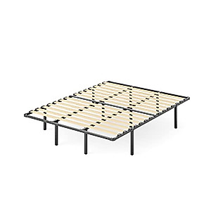 ZINUS SmartBase Euro Slats Mattress Foundation / 14 Inch Metal Platform Bed Frame / No Box Spring Needed / Sturdy Steel & Wood Frame / Underbed Storage, Queen