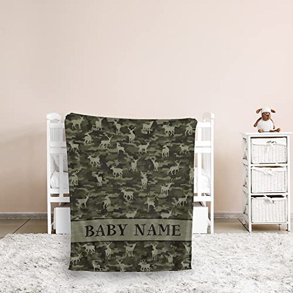 Hunting Baby Blankets, Baby Deer Blanket, Camo Baby Blanket, Personalized Baby Blankets for Boys, Camouflage Baby Blanket, Hunting Deer Baby Blanket Name, Custom Baby Blankets Name, Plush Blankets