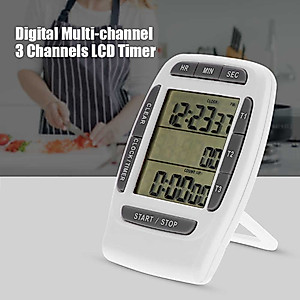 Timer, Kitchen Timer, LCD Large Display 3 Channels Digital Timer, Loud Volume Alarm Desk Timers for Kitchen,Classroom, Teacher, Toothbrush, Exercise, Oven, Baking, Table