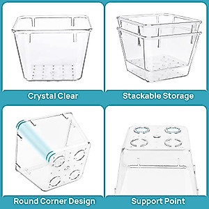 Vtopmart 15 PCS Clear Plastic Drawer Organizers Set, 4-Size Versatile Bathroom and Vanity Drawer Organizer Trays, Storage Bins for Makeup, Bedroom, Kitchen Gadgets Utensils and Office