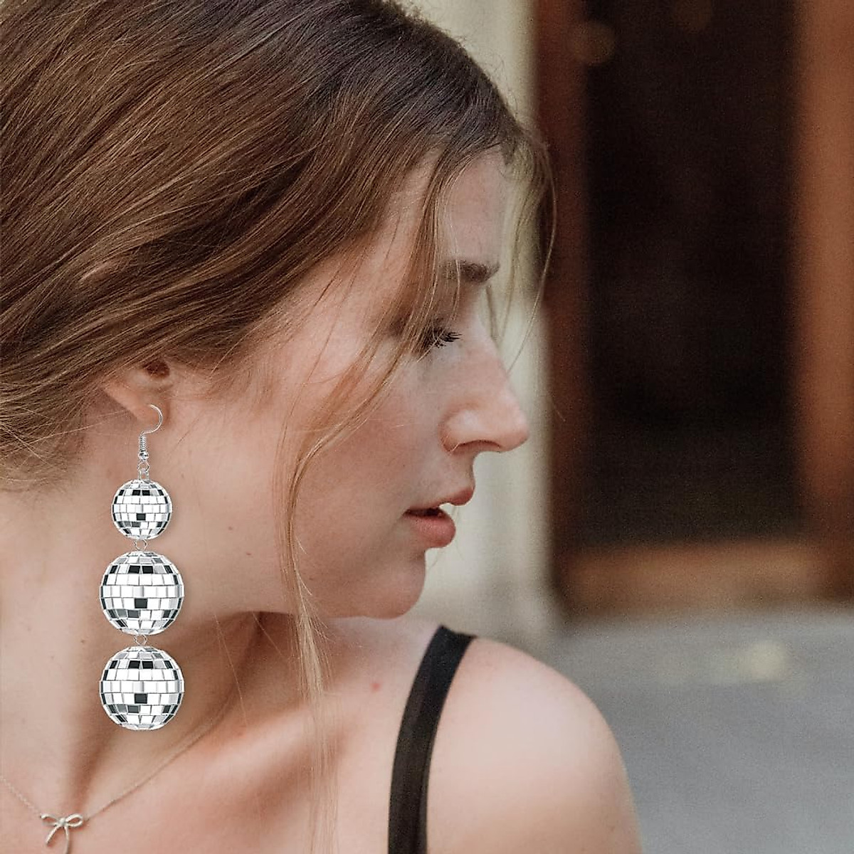 Vintage Disco Ball Dangle Earrings for Women 60's Earrings Silver Gold 70's Disco Ball Earrings Halloween Earrings Jewelry (Style B Silver)