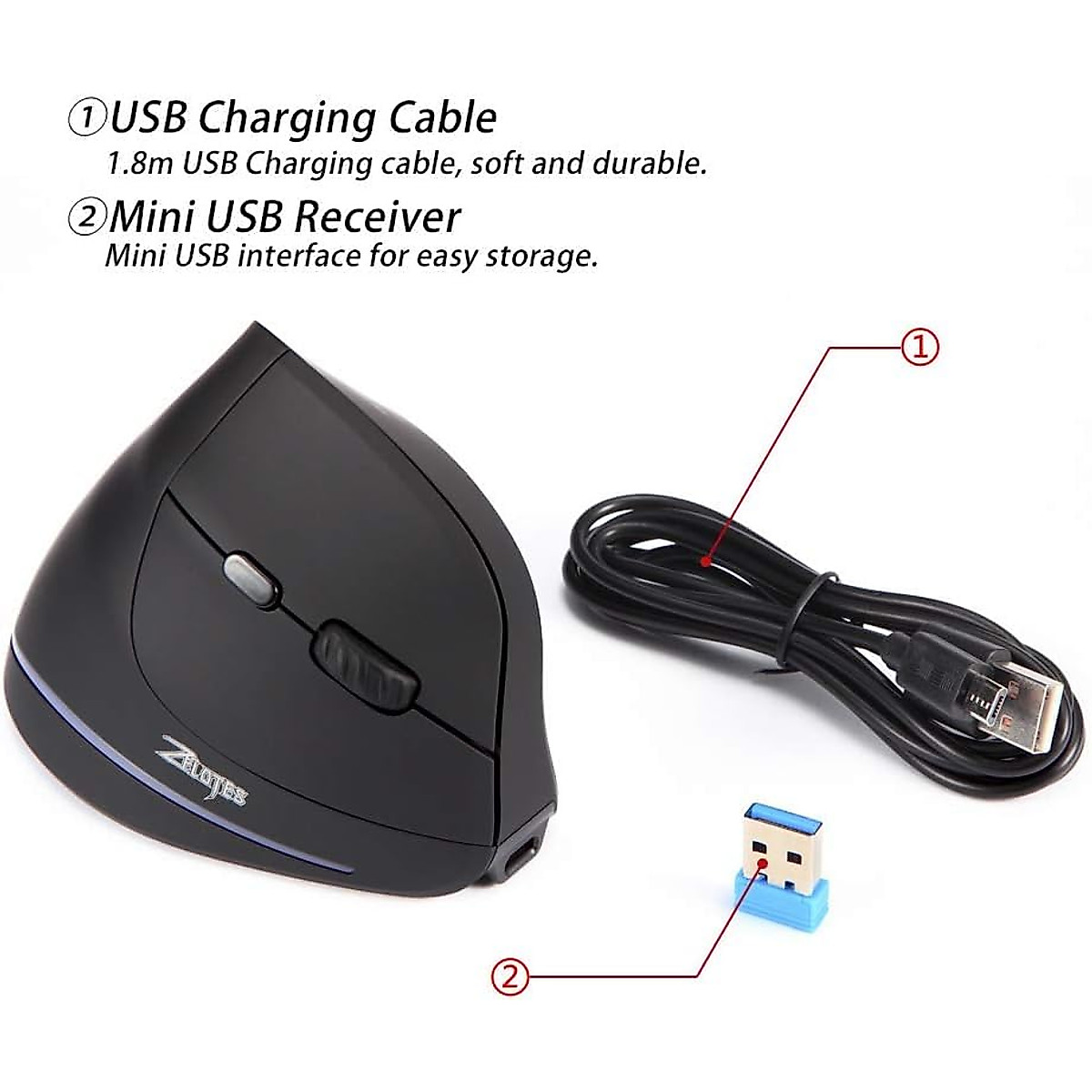 Zeerkeer Vertical Gaming Mouse Vertical Ergonomic Mouse with Adjustable DPI for Gamer/PC/Laptop/Desktop (Wireless)