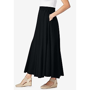 Woman Within Women's Plus Size Wide Elastic Waist Skirt - 2X, Black
