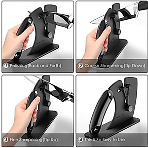 Faridabio Adjustable Angle Knife Sharpener - 2-Stage Handheld Manual Sharpener - Adjustable Sharpening Angles - Repair, Restore & Polish Blades
