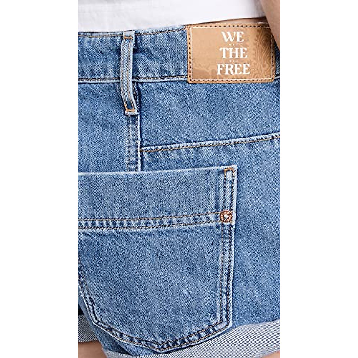 Free People Women's Beginners Luck Slouch Shorts, Felicity Wash, Blue, 25