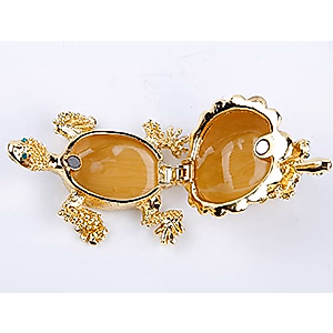 SEVENBEES Golden Sea Turtles Figurines Jewerly Trinket Boxes Hinged for Home Decor