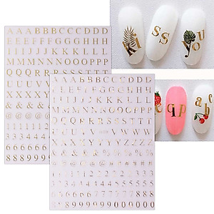 JMEOWIO 9 Sheets Number Letter Nail Art Stickers Decals Self-Adhesive Pegatinas Uñas Colorful Nail Supplies Nail Art Design Decoration Accessories