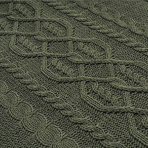 RECYCO Acrylic Cable Knit Sherpa Throw Blanket for Couch, Thick Super Soft Cozy Knit Blanket Sweater Style Sherpa Knitted Throw Blankets for Bed Sofa Chair, 50 x 60 Inches, Forest Green