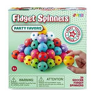 JOYIN 36 Pack Soccer Fidget Spinners for Kids, Soccer Party Favors, Fidget Toys Bulk, Stress Balls, Goodie Bags Stuffers for Birthday Party, Treasure Box Toys for Classroom