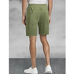 2023 Stylish Mens Chino Shorts Casual Dress Shorts Stretch Summer Twill Linen Shorts Drawstring Golf Shorts(Green,3XL)