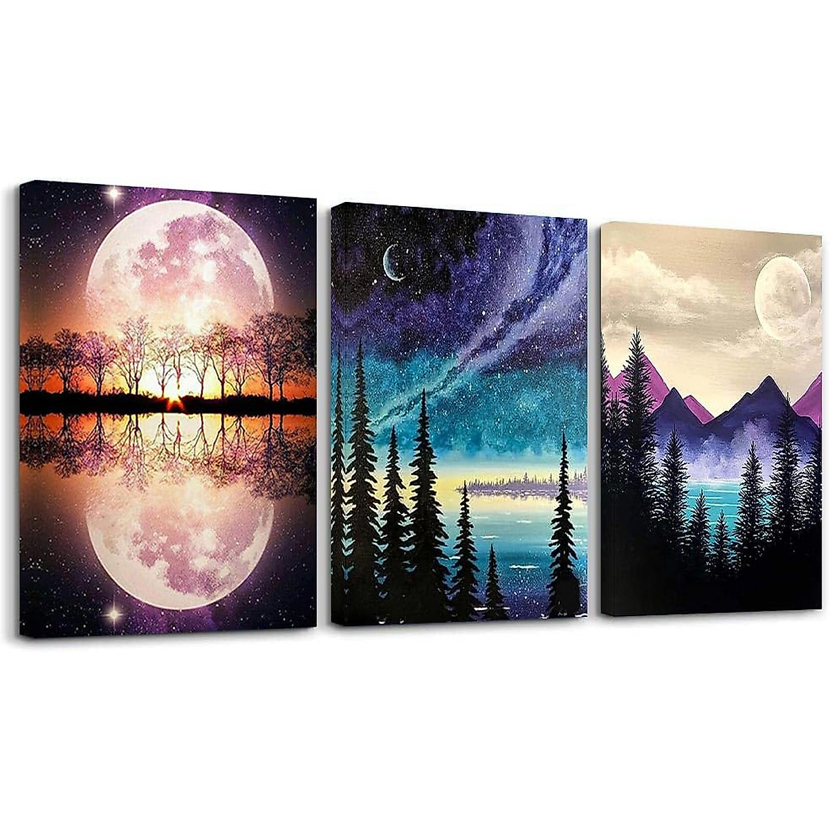 3 Pack Paint by Number for Adults Canvas - Paint by Number for Adults Beginner,DIY Oil Painting Kit with Paintbrushes and Acrylic Pigment, Arts Craft for Home Wall Decor and Gift - Landscape 12x16In