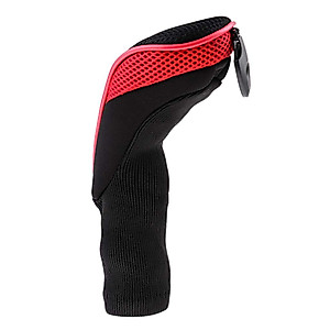 Mesh Golf Hybrid Club Head Covers Headcover w/Interchangeable No. Tag 3, 4, 5, 7, X Red 32.5 x 10.5cm
