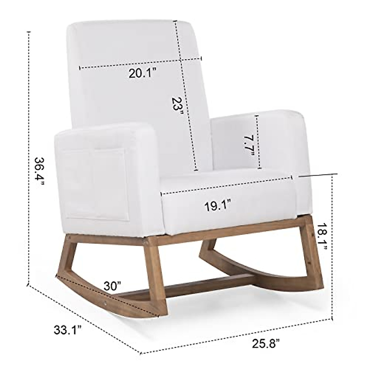 Paddie Rocking Chair Nursery Glider Rocker Chair Tall Back Upholstered Accent Armchair for Living Room Bedroom Office