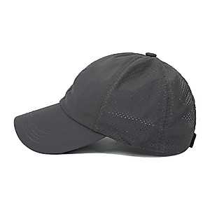 Koreshion Womens Criss Cross Ponytail Baseball Cap Adjustable High Messy Bun Ponycap Quick Drying Mesh Trucker Hats for Outdoor Sports Travel Dark Grey