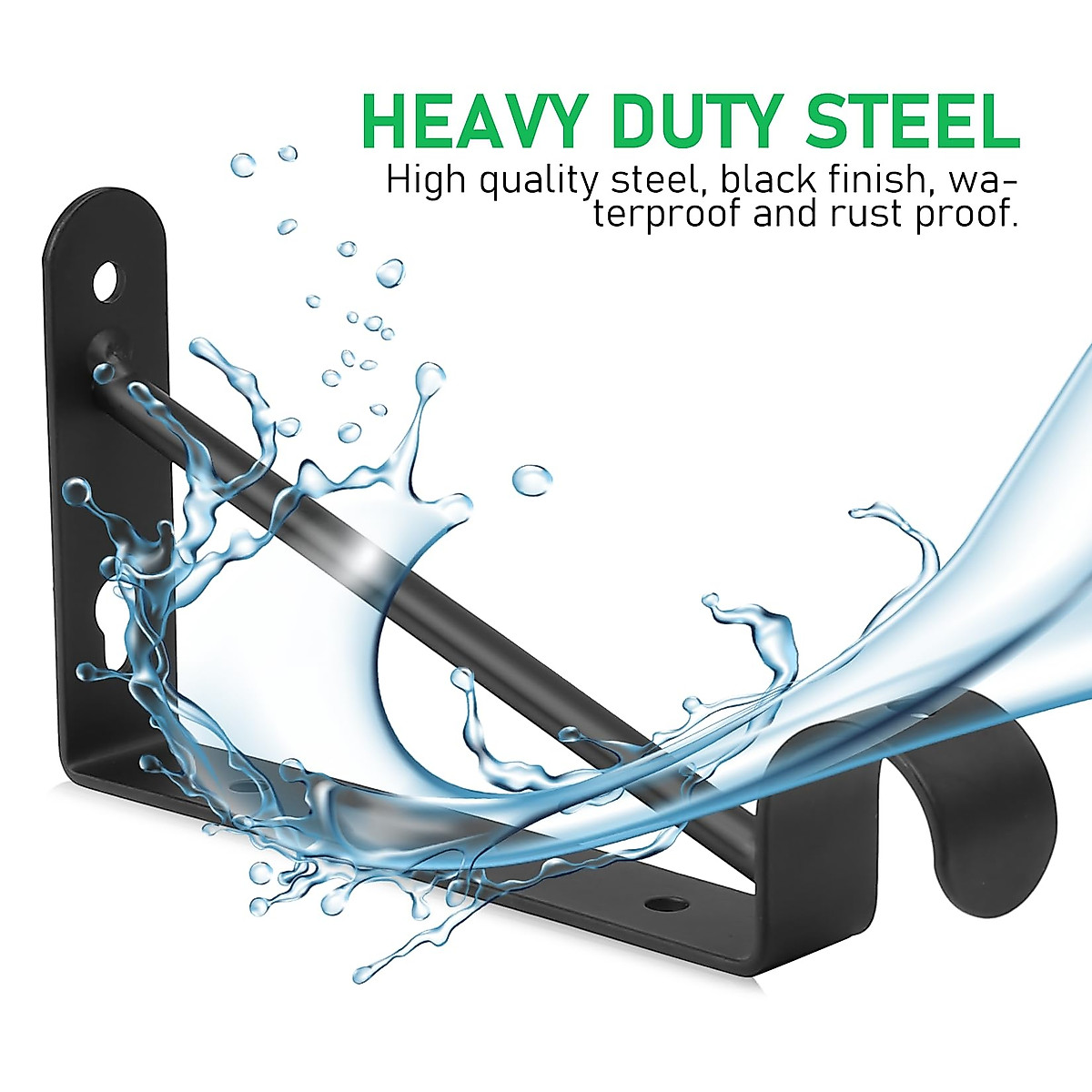 Shelf and Rod Brackets, 4 Pcs Closet Shelf & Rod Brackets Wall Mounted, Heavy Duty Closet Shelf Brackets, Closet Brackets with Rod Holder, Closet Shelves Support Brackets with Screws, Black