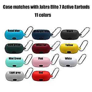 Silicone Case for Jabra Elite 7 Pro/Elite 7 Active in-Ear Bluetooth Earbuds, KJGLRSQH Premium Soft Skin Cover Shock-Absorbing,Anti-Scratch Protective Case with Keychain (Mint Green)