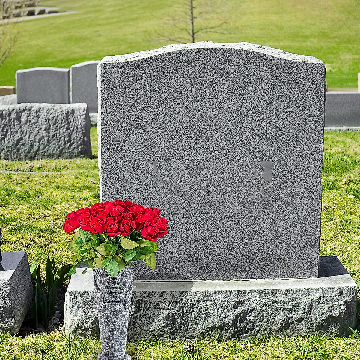 MIBUNG Cemetery Grave Vase with Ground Spikes, Angel Wings Vase for Fresh/Artificial Flowers, Floral Holder Headstone Decorations Grave Marker Memorial Stone Garden Yard Stake, Sympathy Gift