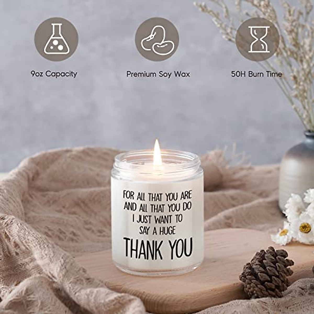 GSPY Scented Candles - Thank You Gifts, Thankful Gifts for Women, Men - Thank You Candle Gifts for Mom, Friend, Coworker, Nurse, Mentor, Boss - Teacher Appreciation Gifts