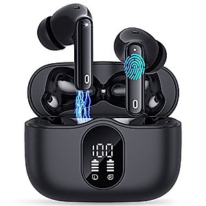 Wireless Earbud, Bluetooth 5.3 Headphones in Ear Stereo Bluetooth Earbuds Built in Mic, Wireless Earphones with LED Power Display and USB-C Charging, Mini Earbud with IP7 Waterproof and Touch Control