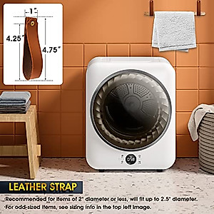 Abeillo 4 Pcs Medium Leather Wall Hooks, Artificial Leather Straps Hanger Wall Mounted Towel Hook Hanging Strap Holder for Bathroom Kitchen Bedroom Nordic Boho Decor (Brown)