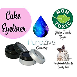 Pure Ziva Black Matte Cake Eyeliner & Pressed Eyeshadow, Water Activated Powder; Gluten & Cruelty Free