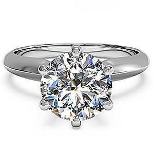 espere 3 Ct CZ Solitaire Engagement Ring Sterling Silver White Gold Plated Size 6