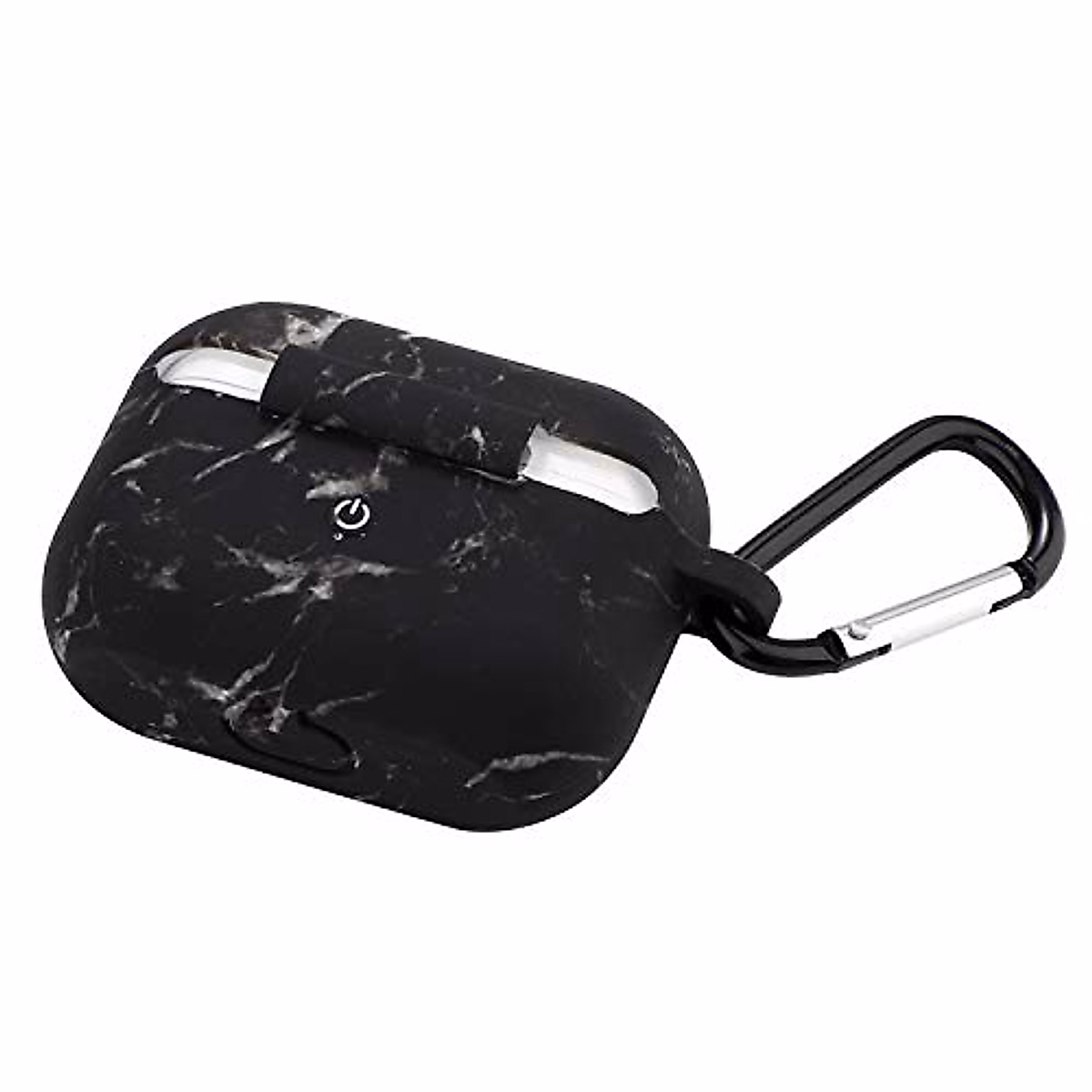Seadream Silicone Printed Marble Designer Protective Cover Case with Metal Keychain Compatible with Airpods Pro (Marble Black)