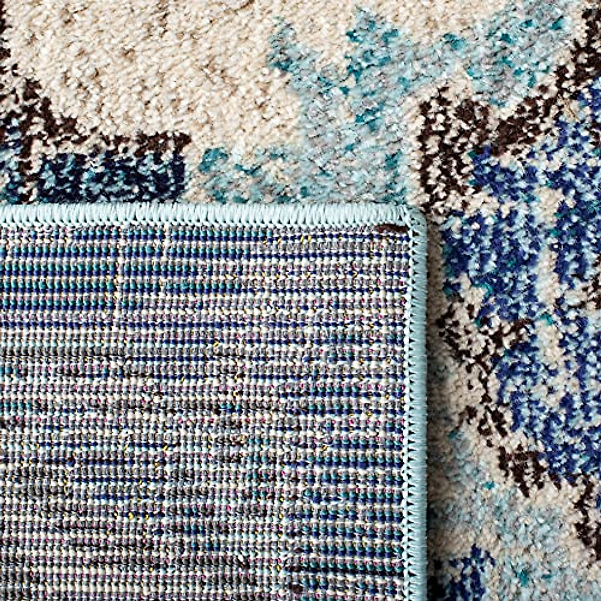 Safavieh Madison Collection 6' x 9' NavyIvory MAD484N Boho Chic Medallion Distressed Non-Shedding Living Room Dining Bedroom Area Rug