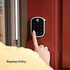Yale | LiftMaster Smart Lock with Touchscreen Deadbolt- Works with myQ App & Key by Amazon in-Garage Delivery when paired with Smart Garage Hub (sold separately), Satin Nickel