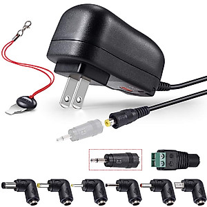 SoulBay 12W Universal AC Adapter 3V 4.5V 5V 6V 7.5V 9V 12V Switching DC Power Supply Charger Cord with 8 Tips for 3-12V Household Electronics - 1A Max