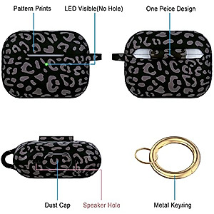 Leopard Silicone Airpods Pro 2 Case, Gawnock Soft Case Cover Flexible for Airpod Pro 2nd Generation Floral Print Cover for Women Girls with Keychain - Gray Leopard/Cheetah