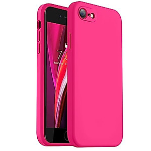 Vooii for iPhone SE Case 2022/3rd/2020,iPhone 8/7 Case, Upgraded Liquid Silicone with [Square Edges] [Camera Protection] [Soft Anti-Scratch Microfiber Lining] Phone Case for iPhone SE - Hot Pink