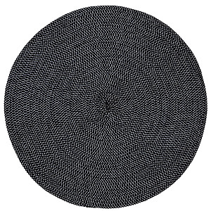 SAFAVIEH Braided Collection Area Rug - 3' Round, Black & White, Handmade Country Farmhouse, Ideal for High Traffic Areas in Living Room, Bedroom (BRD403Z)