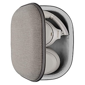 Geekria Shield Headphones Case Compatible with Sony WH-XB910N, WH-XB900N, MDR-1000X, Replacement Hard Shell Travel Carrying Bag with Cable Storage (Light Brown)
