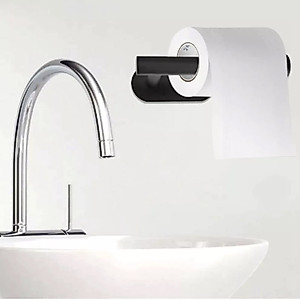 Naroote Toilet Paper Roll Holder Black Stainless Steel Compact Toilet Paper Towel Holder with Adhesive Hook Hotel