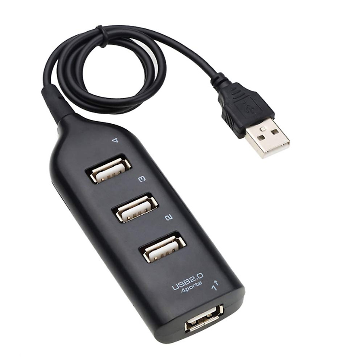Hub USB 2.0 4-Port Distributor for PC Notebook Computer Notebook Receiver Computer Peripheral Accessories (Black)