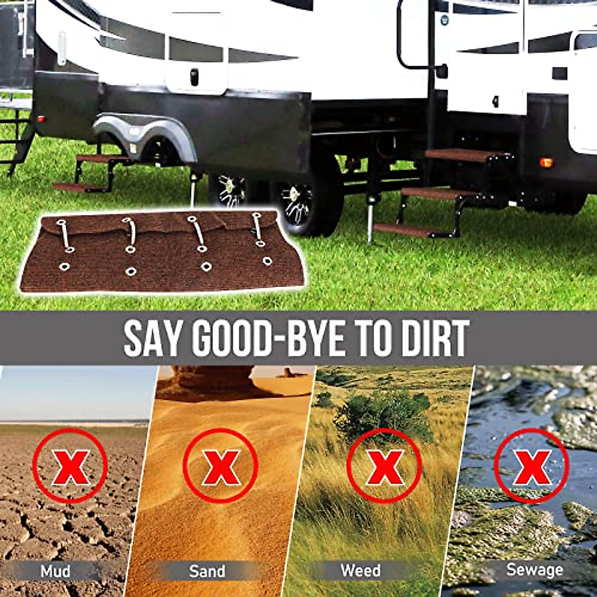 Afurkuot RV Step Covers 2 Pack, RV Step Rugs Stair Carpets Camper Step Cover 22” Wide Wrap Around Cover for RV Stair Camper Trailer Motorhome, Pack of 2 Camper Stairs Carpet, RV Accessories