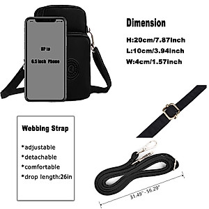 LassZone Women Crossbody Phone Bag Zipper Waterproof Nylon Wallet Cellphone Purse Ladies Shoulder Bag Wristlet Handbag