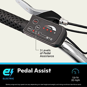 Schwinn Mendocino Adult Hybrid Electric Cruiser Bike, Lightweight Aluminum EBike Frame, 26-Inch Wheels, 6 Speed Drivetrain, Pedal Assist, Charcoal Grey