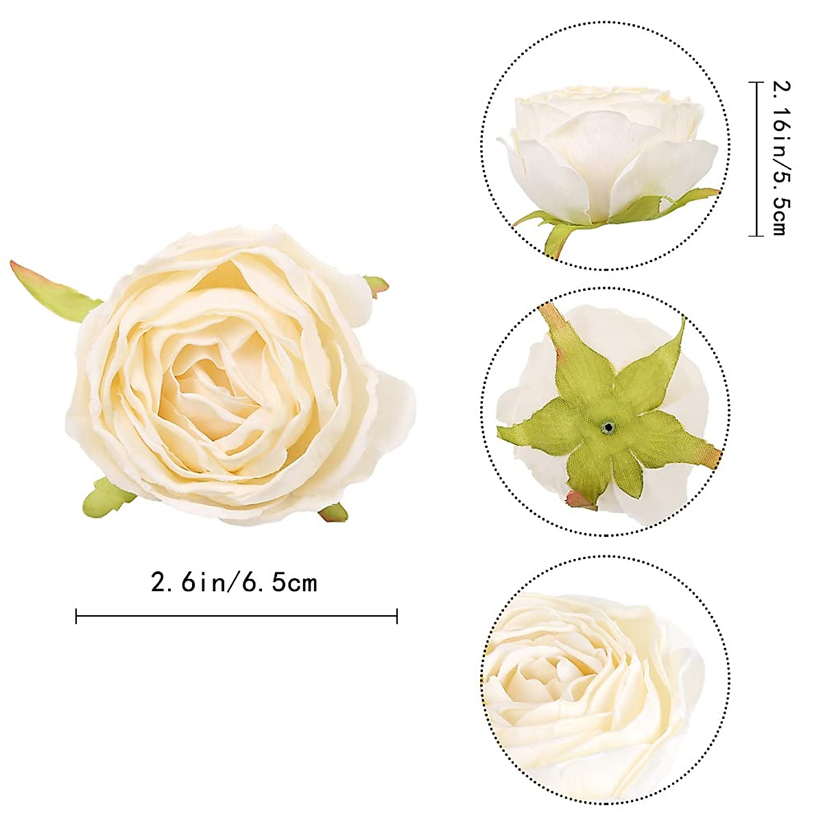 IPOPU White Roses Artificial Flowers Heads Bulk, 25pcs Vintage Dried Flowers Artificial Rose Heads Silk Fake Rose for Wedding Centerpieces for Dining Table Decor Wall Flowers Decorations (Off White)