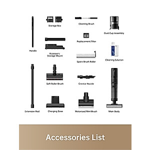 dreame H12 Dual Smart Wet Dry Vacuum Cleaner, Floor Cleaner Mop Combo 4-in-1 Cordless Vacuum for Multi-Surface, One-Step Self Cleaning with Hot Air Drying, Black