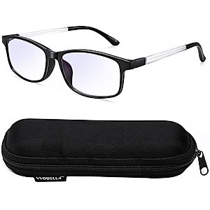 VVDQELLA Blue Light Blocking Reading Glasses Men Anti Glare Scratch Readers Women TR90 Lightweight Frame Computer Glasses (Black 1pc, 1.00)