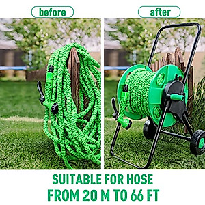 Altdorff Garden Hose Reel Cart with Wheels, Portable 66ft Hose Trolley, Water Hose Reel Retractable Holder for Outdoor Yard Lawn Farm Patio