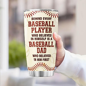 JENOIS For Cup Fathers Tumblers Day Women Coffee, Tumbler 20 Oz With Lid And Straw, Baseball Gifts, Baseball Player Dad