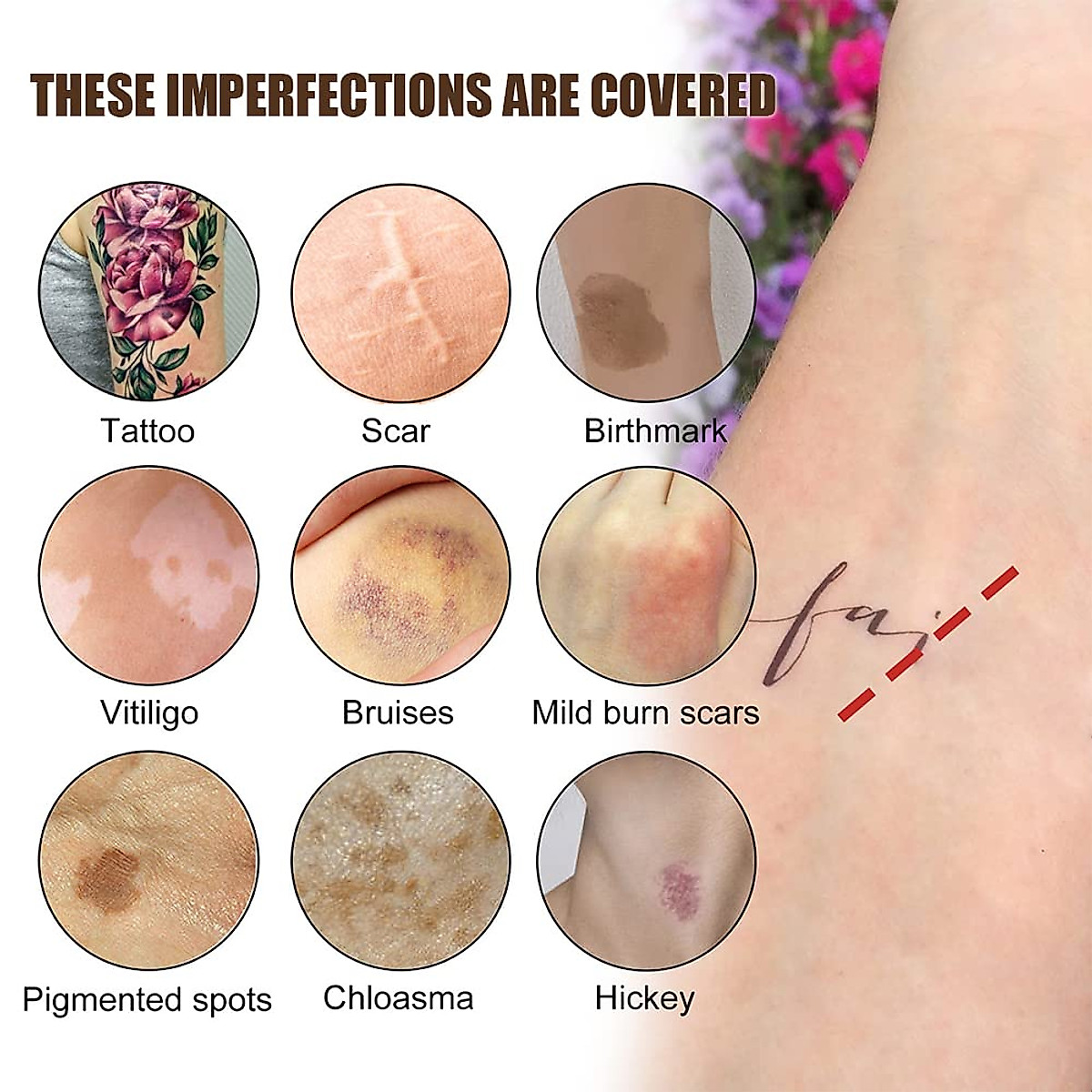 Tattoo Cover Up Makeup Waterproof,Tattoo Concealer For Dark Spots, Scars,Birthmarks Vitiligo,Scar Cover Up Makeup Waterproof,Tattoo Cover-Up Makeup,Body Makeup Cover for Men and Women (2x30ml)