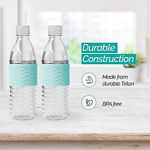 Copco Hydra Reusable Water Bottles | Set of 2 | Non-Slip Sleeve | Spill Resistant Lid | Clear Water Bottles for School, Gym, & Travel | BPA Free Tritan Plastic Water Bottles | 16 Oz (Robins Egg Blue)