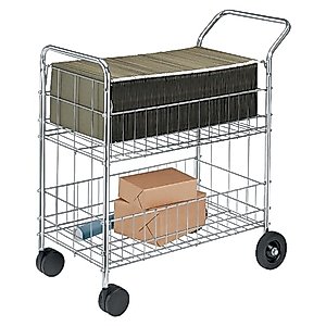 Fellowes Chrome-Plated Steel Wire Mail Cart with Upper and Lower Baskets (40912)